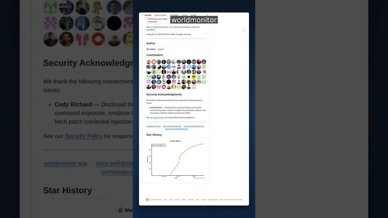 50K+ Stars • worldmonitor — Real-time global intelligence dashboard #shorts