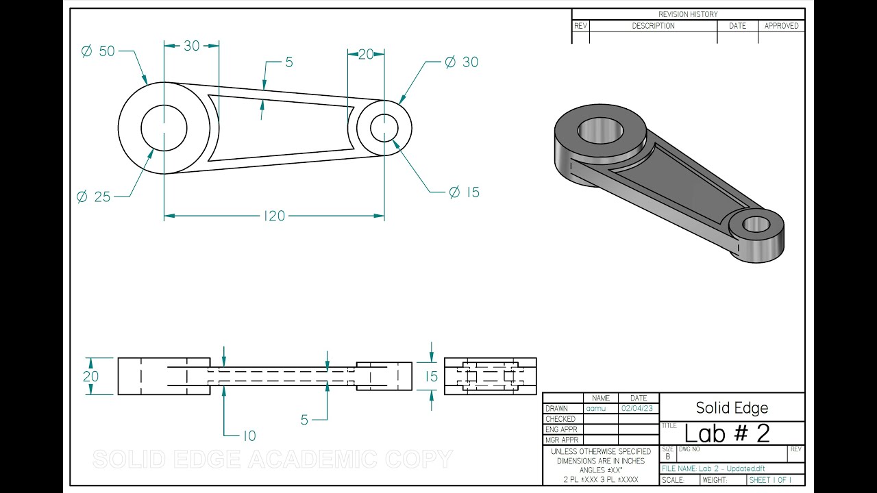 Solid Edge 2023 Tutorial - (LAB 2 - Updated)