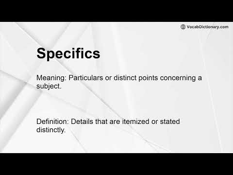Specifics Meaning
