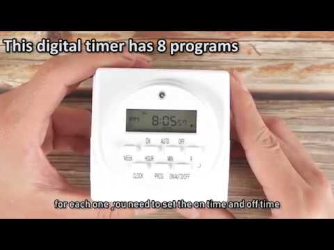 iPower 7 Day Heavy Duty Digital Programmable Electric Timer, Indoor Dual Outlet Switch for Lights