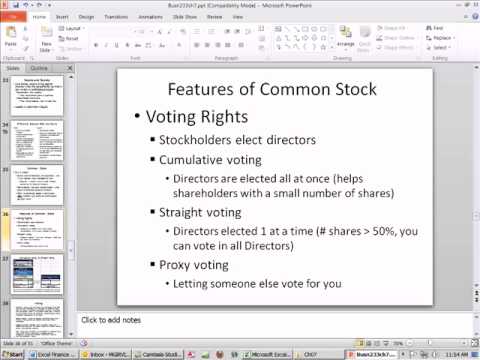 ACCTG 455: Excel Finance Class 59: Common & Preferred Stock