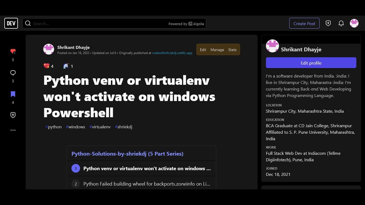 Python venv or virtualenv won't activate on windows Powershell | @CodeWithShriekDj