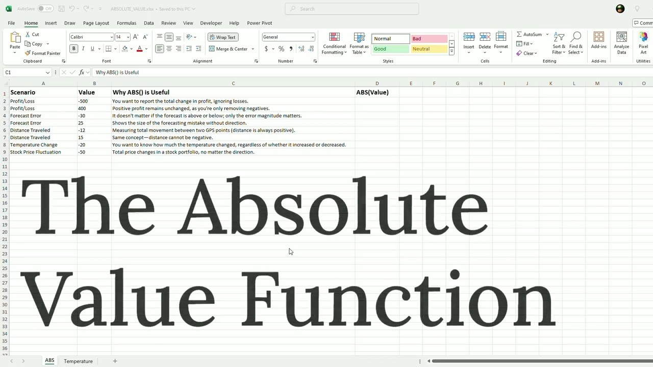 How to Use the ABS Function in Excel for Absolute Values