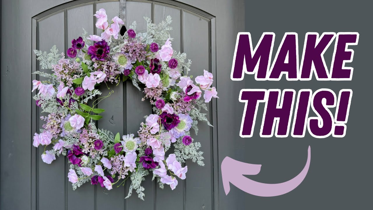 DIY purple pastel spring wreath/ step by step wreath tutorial
