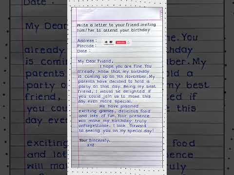 ๐๐Birthday party invitation Letter| Write a letter to Your friend to your birthday party invitation|