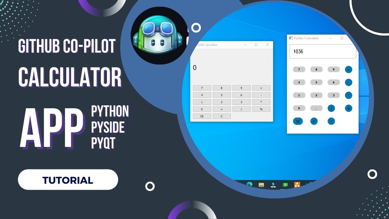 Build a calculator app | Python, Pyside, PyQt, Github Copilot