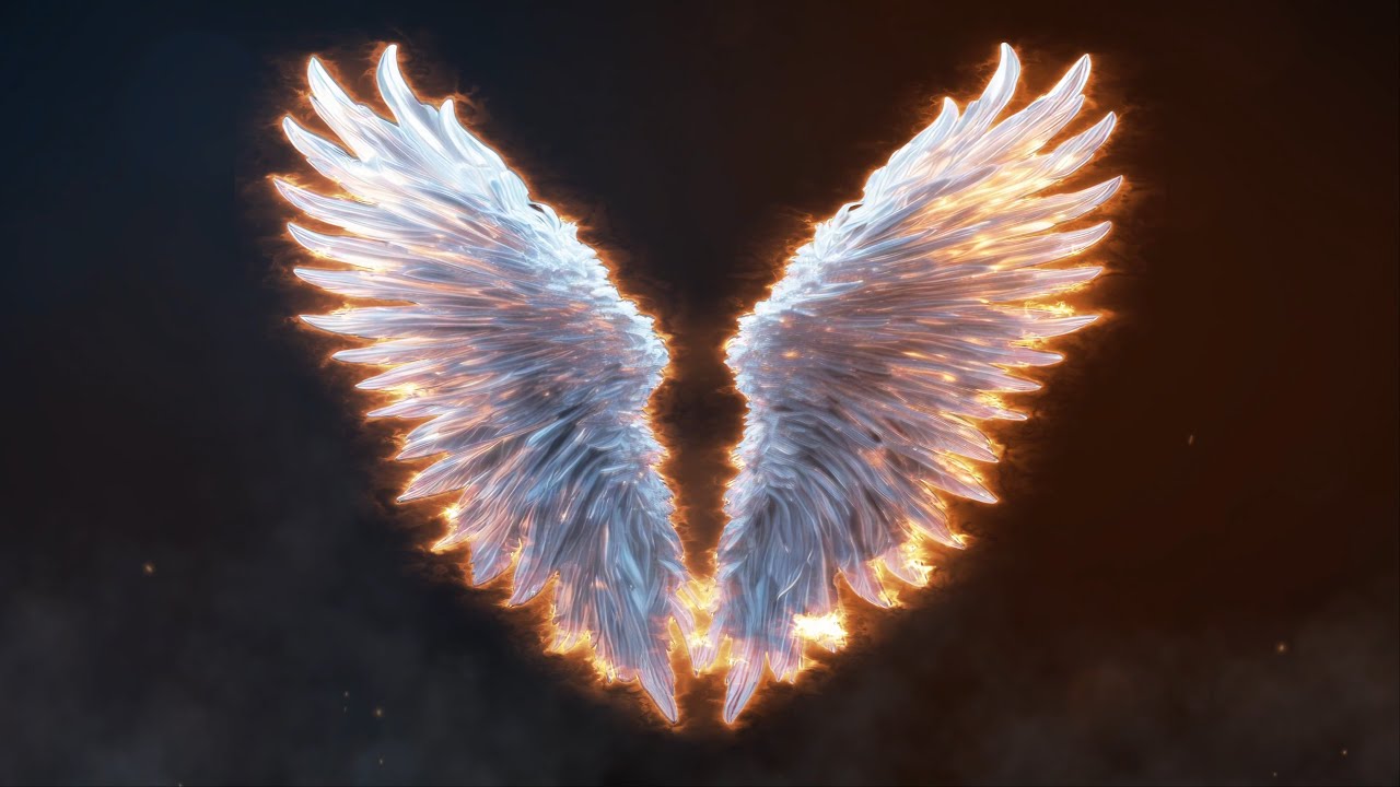 Beautiful Angel Wings with Fire Effect - Motion Background Video 4K
