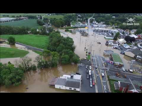 Extended version drone footage of Manheim, Pennsylvania flooding, August 31, 2018 (details below)