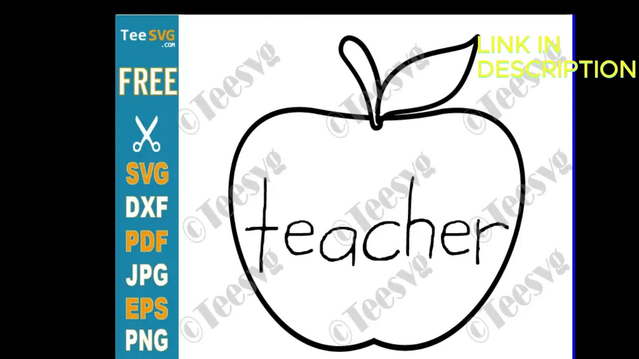 Teacher Apple Clipart Black and White Free JPG SVG PNG with Transparent Background - simple Apple