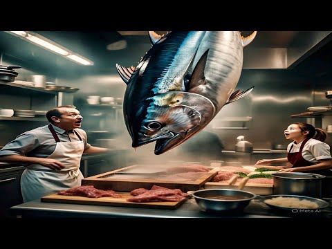 WOW! 110KG Raw Tuna Dismantling Show by Korea's Top Tech Chef / Korean Tuna Restaurant