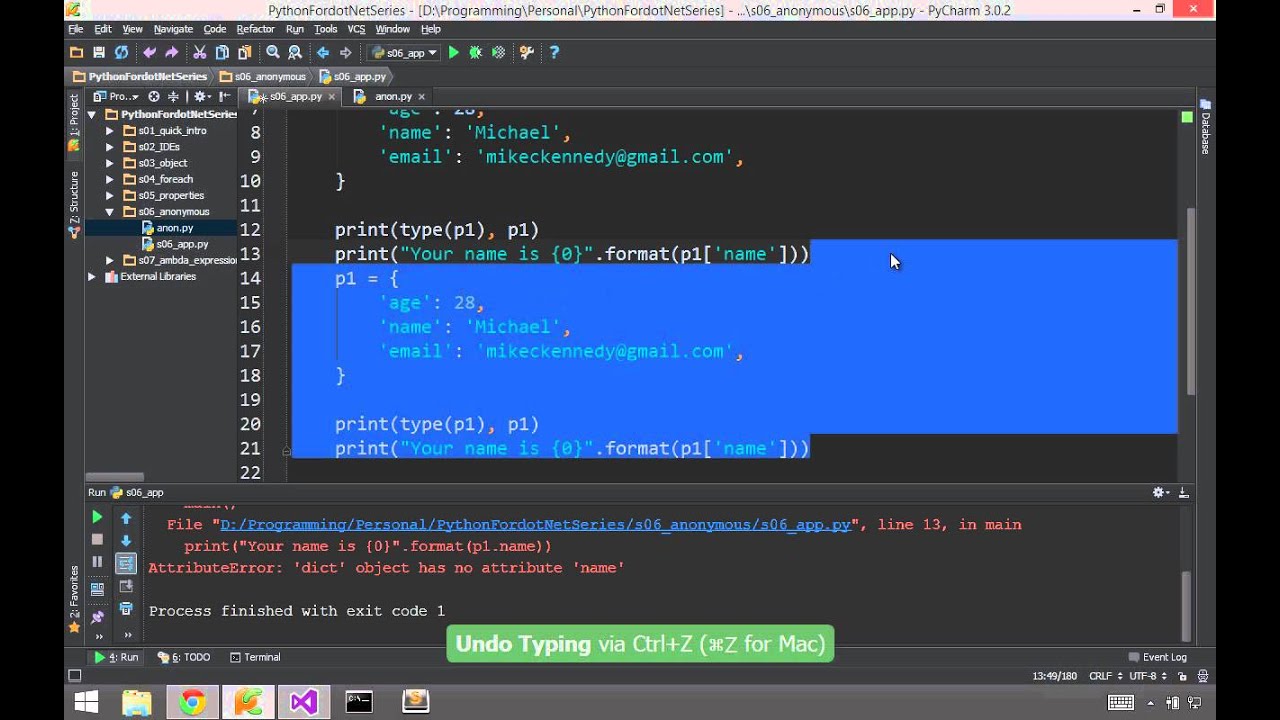 Part 6: Anonymous Objects - Python for the CSharp developer series
