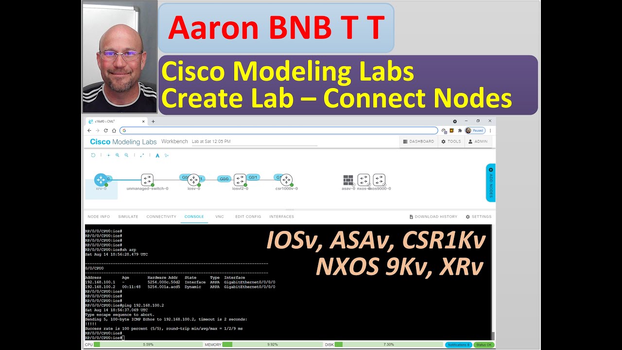 cisco cml - create lab - nodes, versions and connections