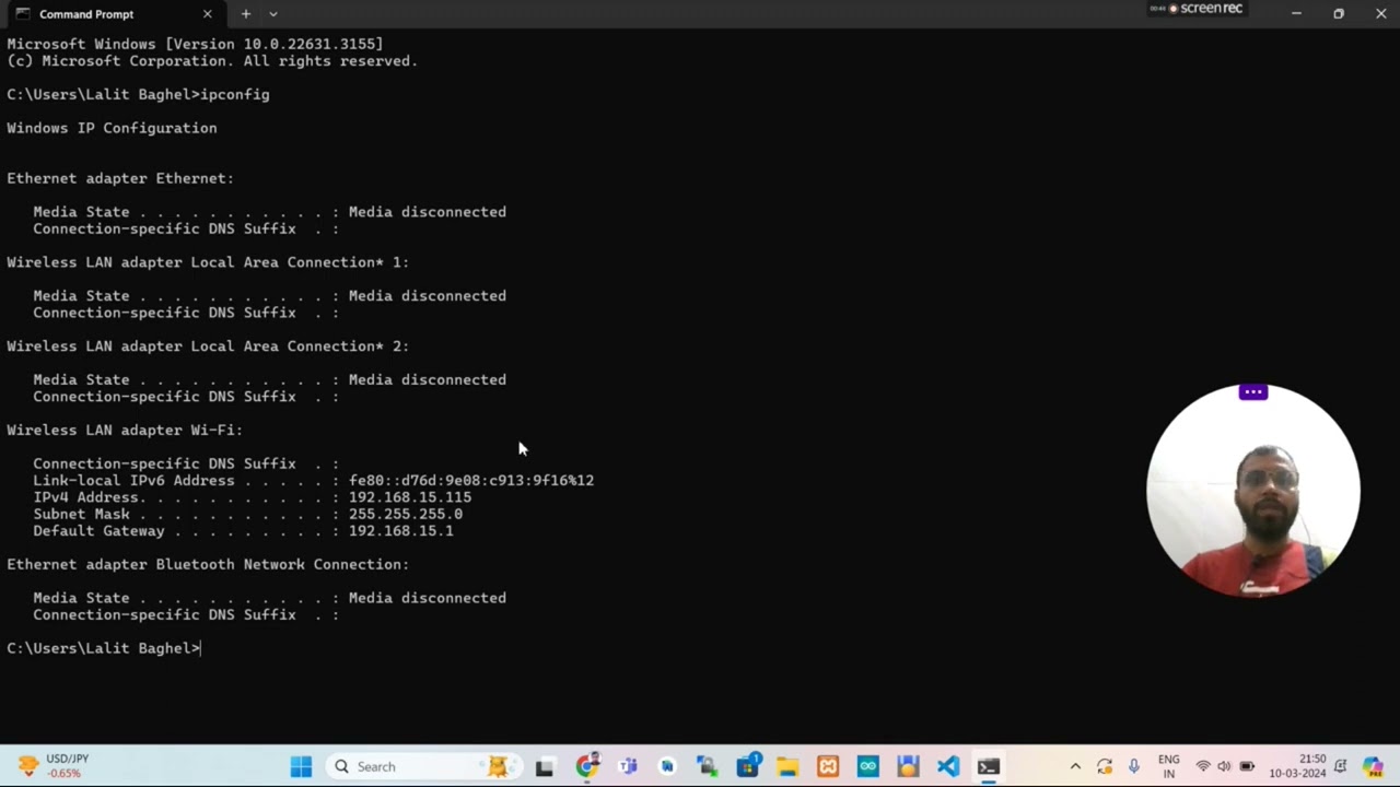 Mastering IP Info and Port Checking on Windows: Using ipconfig and netstat Command Prompt