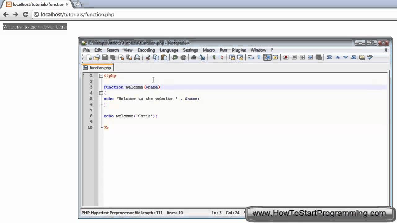 PHP Tutorial 18 - Functions (PHP For Beginners)