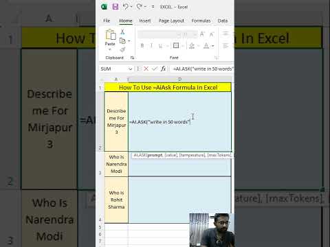 How To Use Ai Ask Formula In Excel #ai #excel  #artificialintelligence