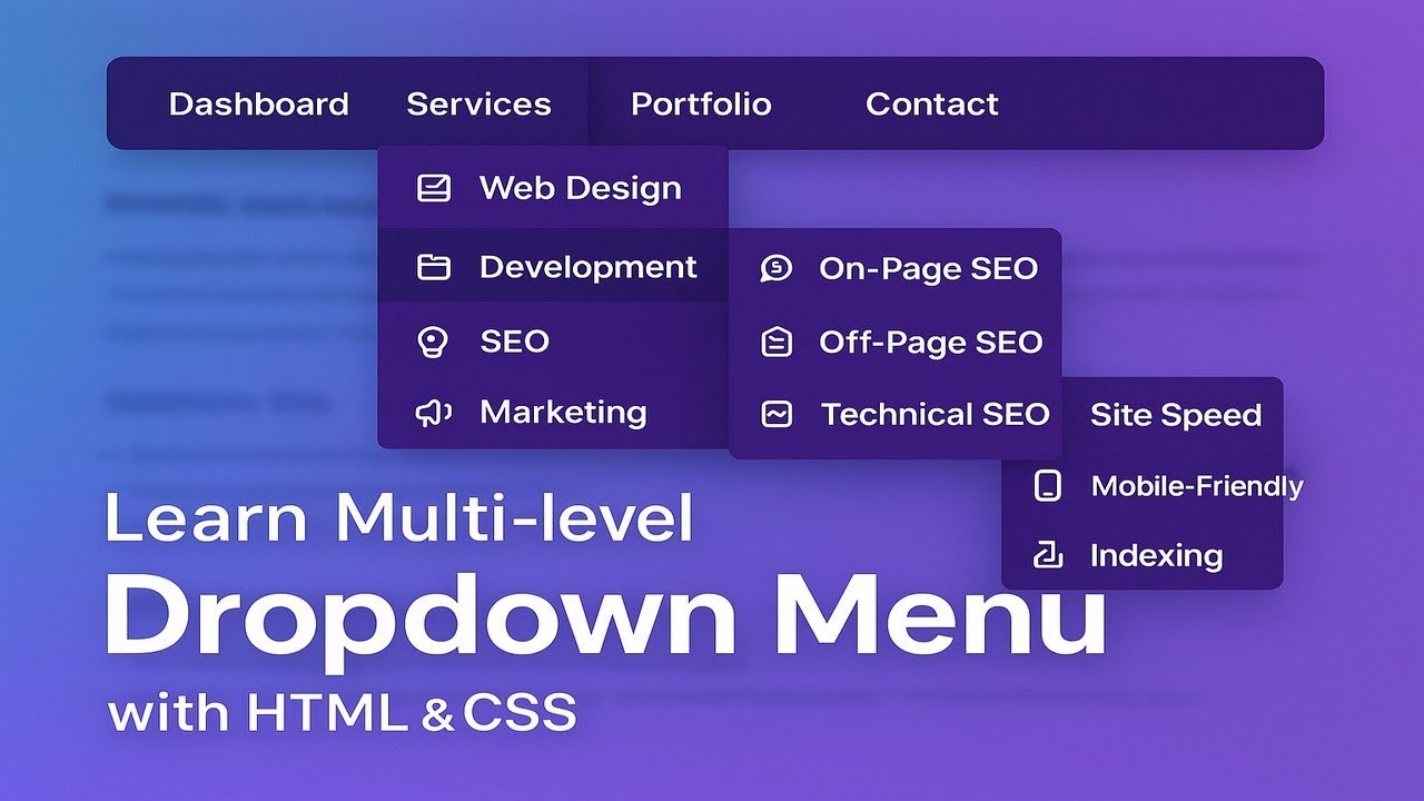 Create a Multi-Level Dropdown Menu with HTML & CSS Only | No JavaScript