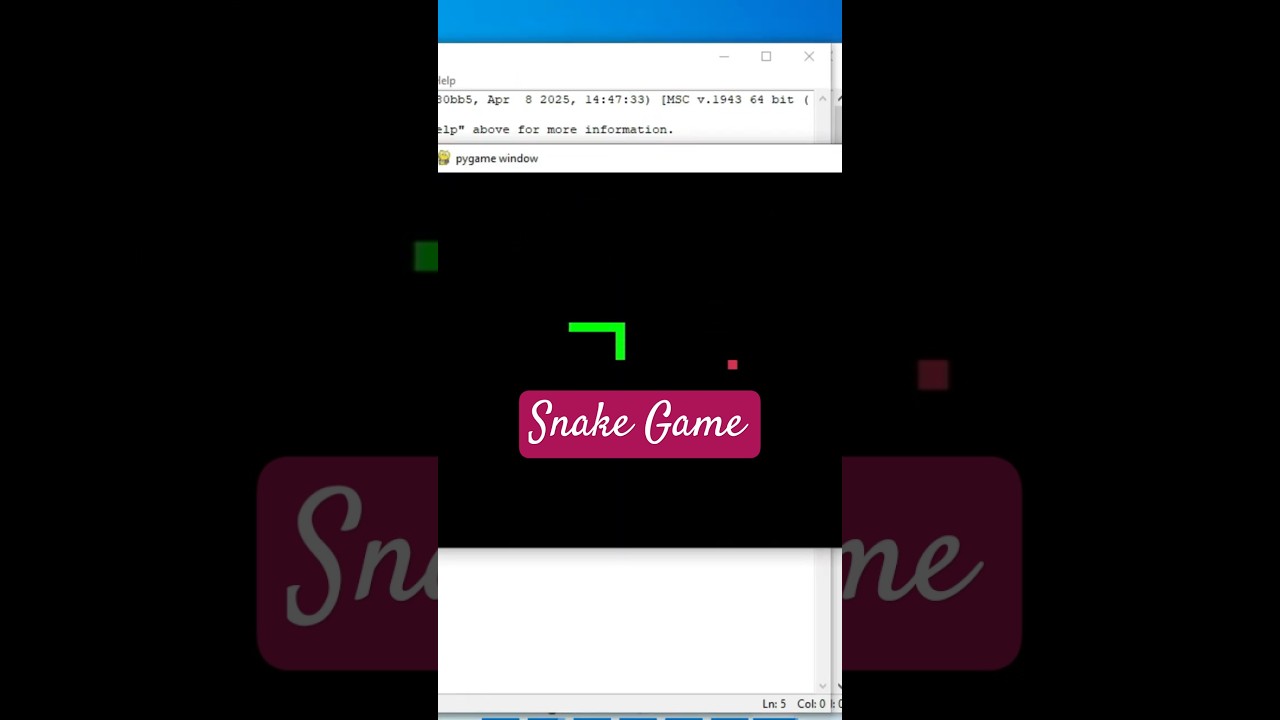 Snake Game in Python || #shorts #python #coding #pythongame #pythonprogramming #windows