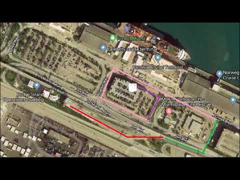 Drive to terminal D parking garage for Carnival Victory, Port of Miami