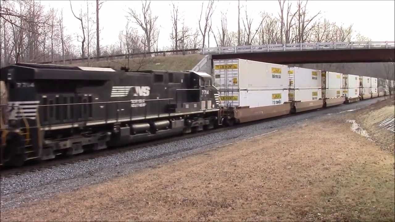 NS 7529 leads NS 214 by Montpelier Station, Virginia