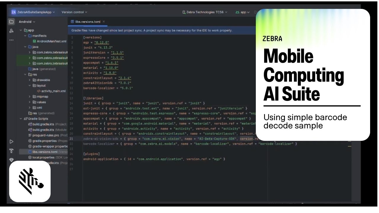 Zebra Mobile Computing AI Suite | Using Simple Barcode Decode Sample | Zebra