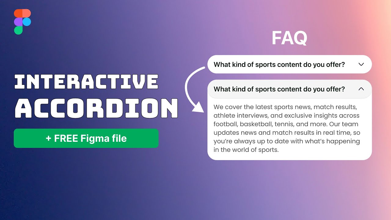 FULLY INTERACTIVE ACCORDION in Figma | FAQ Figma | Figma Tutorial for Beginners