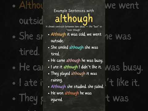 π‘ Example Sentences with "Although", Contrast in English Grammar, Learn Fast English #grammar