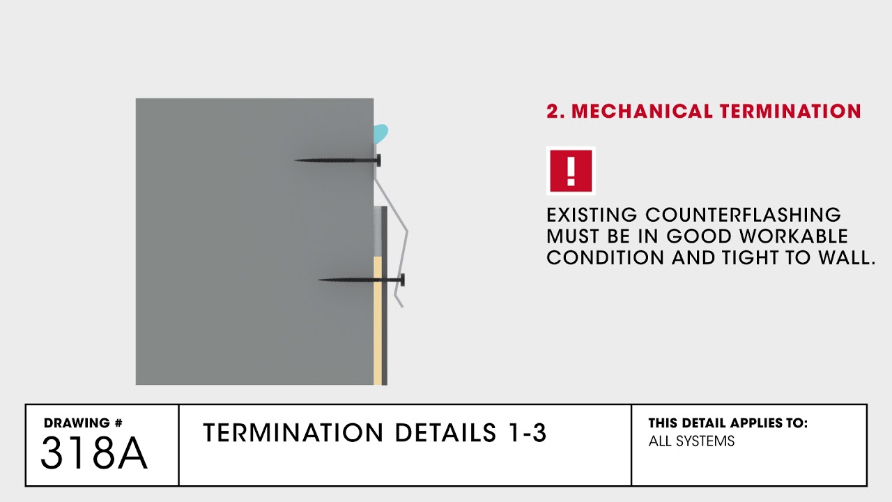 Termination 1-3 Detail | TPO Commercial Roofing | GAF Drawing 318A