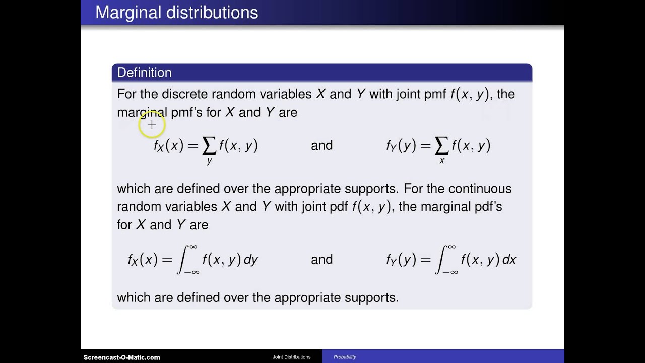 Bivariate distributions; marginal distributions