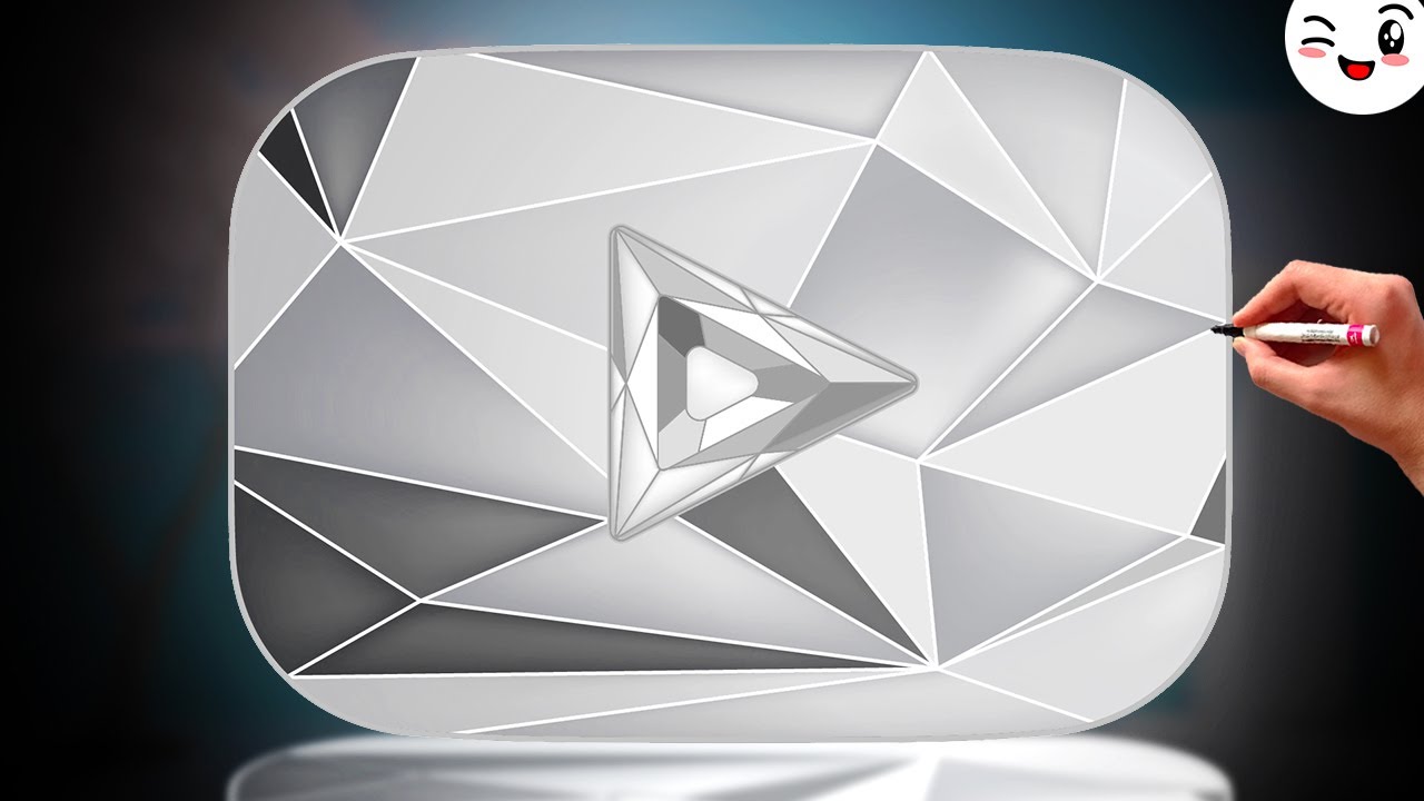 How to draw the 10 Million DIAMOND PLAY BUTTON - Youtube Logo