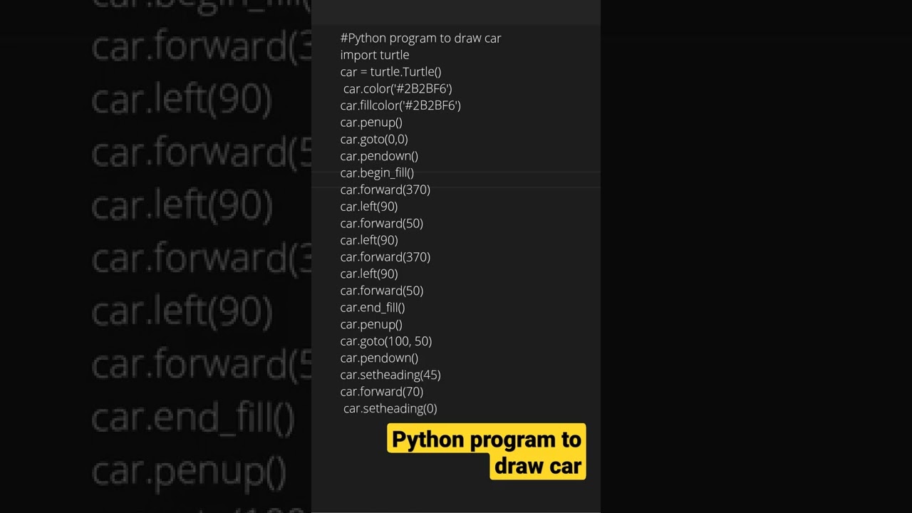 How do you make a turtle car in Python #pythoncar