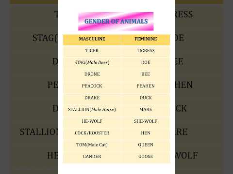 Gender of Animals/Masculine and Feminine