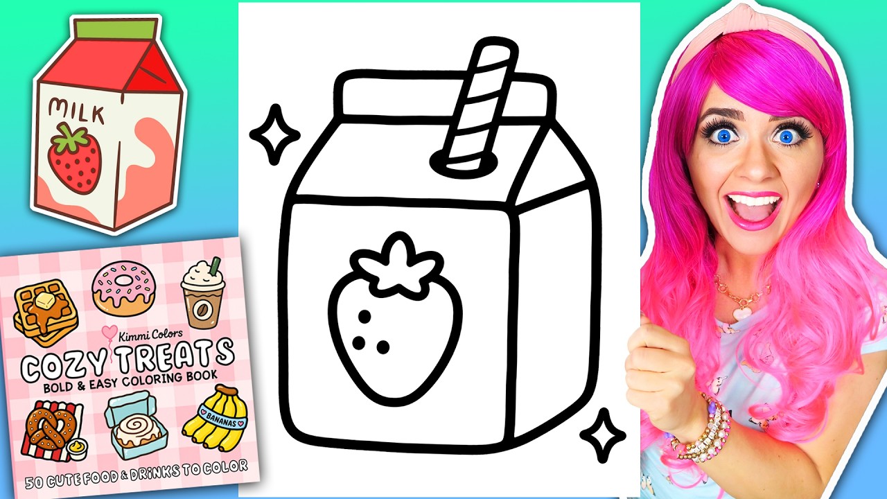 Coloring My NEW! Cozy Treats Coloring Book | Strawberry Milk Coloring Page 🍓🥛 | Ohuhu Art Markers