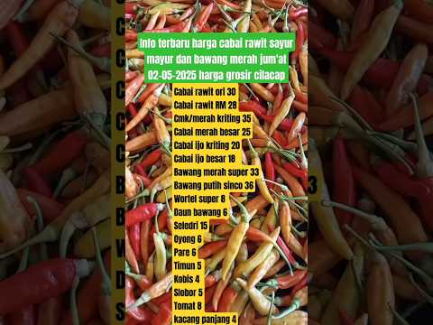 info terbaru harga cabai rawit sayur mayur dan bawang merah jum'at 02-05-2025 harga grosir cilacap