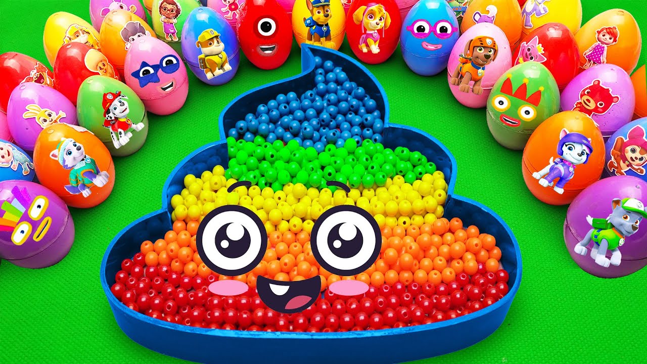 Making Rainbow POOP Beads Bathtub by Mixing SLIME in Rainbow Eggs CLAY Coloring..! Satisfying ASMR