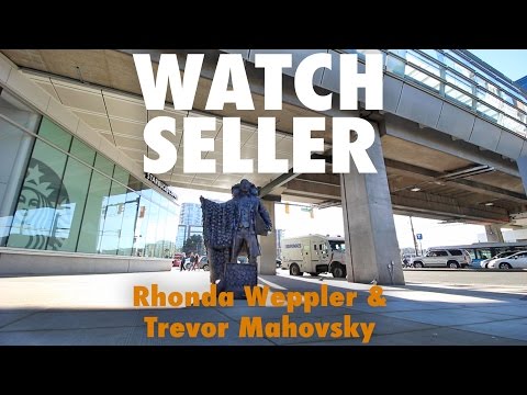 Drawing the "Watch Seller" sculpture at Main Street Skytrain Station, Vancouver - MV39