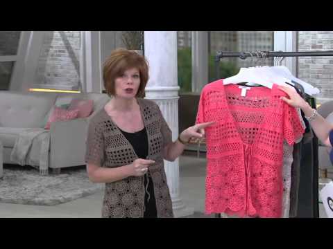 Liz Claiborne New York Hand Crochet Dolman Sleeve Cardigan on QVC