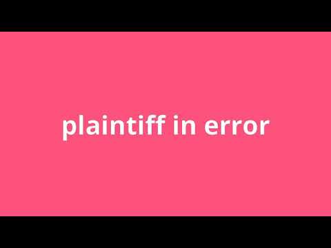 what is the meaning of plaintiff in error