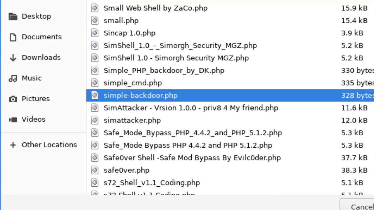 Simple PHP web backdoor shell