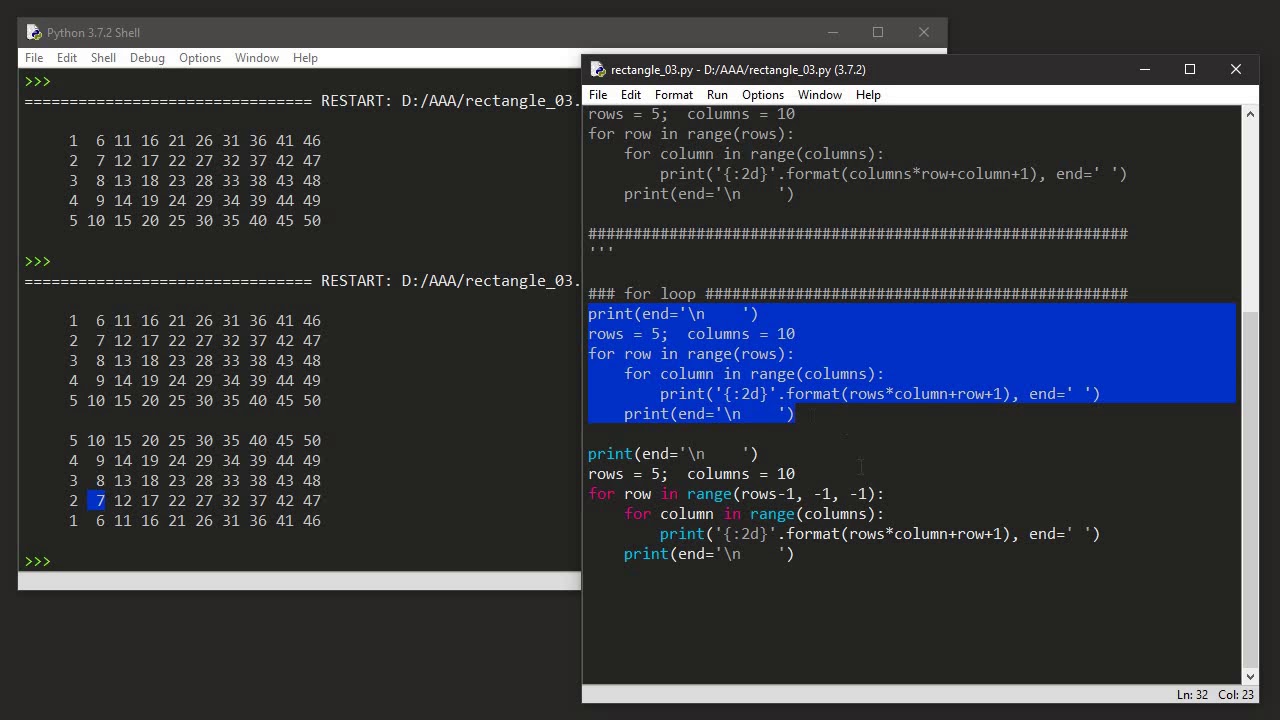 Python Programming for Fun - Number Rectangle 3