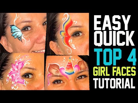 4 Easy, Fast Girl Face Painting Ideas Tutorial