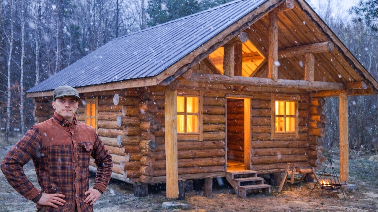 2 Years Building a Massive Log Cabin Alone in the Forest