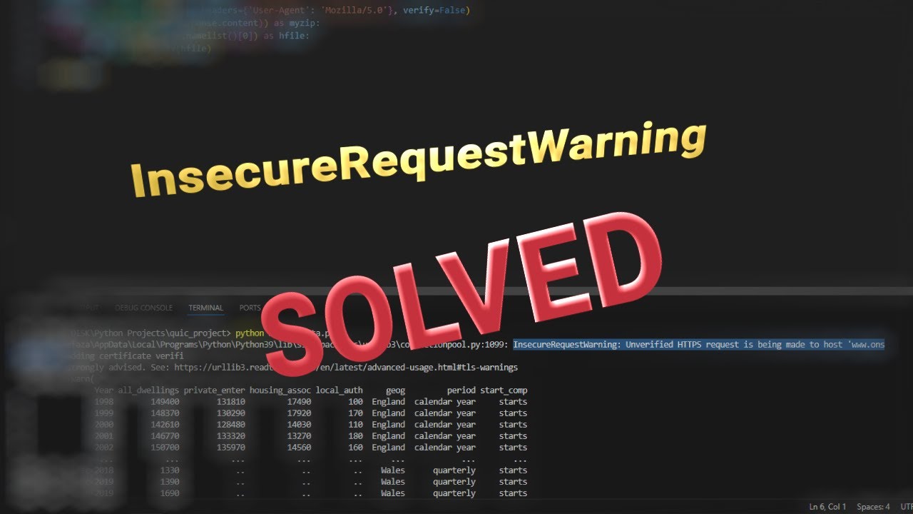 InsecureRequestWarning: Unverified HTTPS request is being made to host | SOLVED