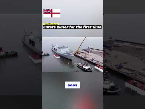 HMS Venturer enters the water for the first time #type31 #frigate #royalnavy
