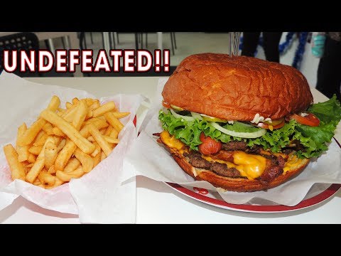 Supersized Bacon Cheeseburger Challenge w/ Sausages in Texas!!
