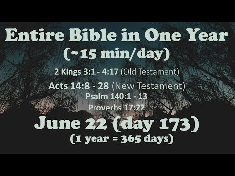 June 22 - Entire Bible in One Year (~15 min/day audio)