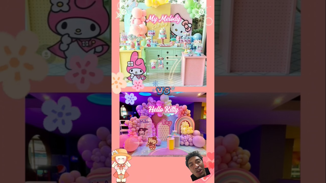 Dekorasi ulang tahun my melody dan hello kitty keren #shorts #sanrio #mymelody #hellokitty