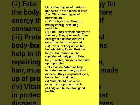 Nutrients and its function#biology #nutrition #ncertsolutions #shortsvideo