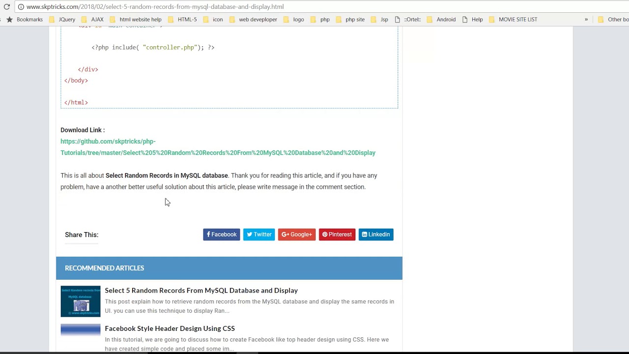 Select 5 Random Records From MySQL Database and Display