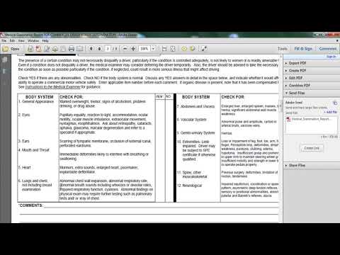 Medical examination report CDL