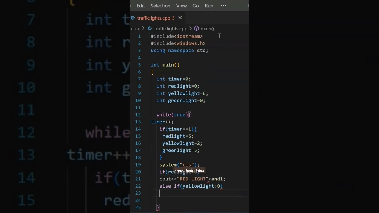 Traffic light🚦 Simulation #C++ #coding #viral #trending #top #programming #traffic #light